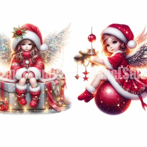 Christmas Little Angel PNG Clipart Bundles, Holiday Decor Art, Festive ...