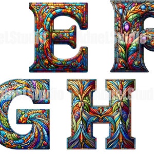 Stained Glass Alphabet Clipart - Alphabet and Number Clipart, Stained ...