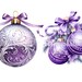 Purple Christmas Ornaments Clipart, Watercolor Ornament Clipart ...