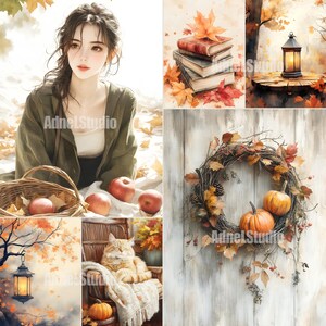 Cozy Rustic Autumn Scene Junk Journal Pages, Fall Aesthetic Digital ...