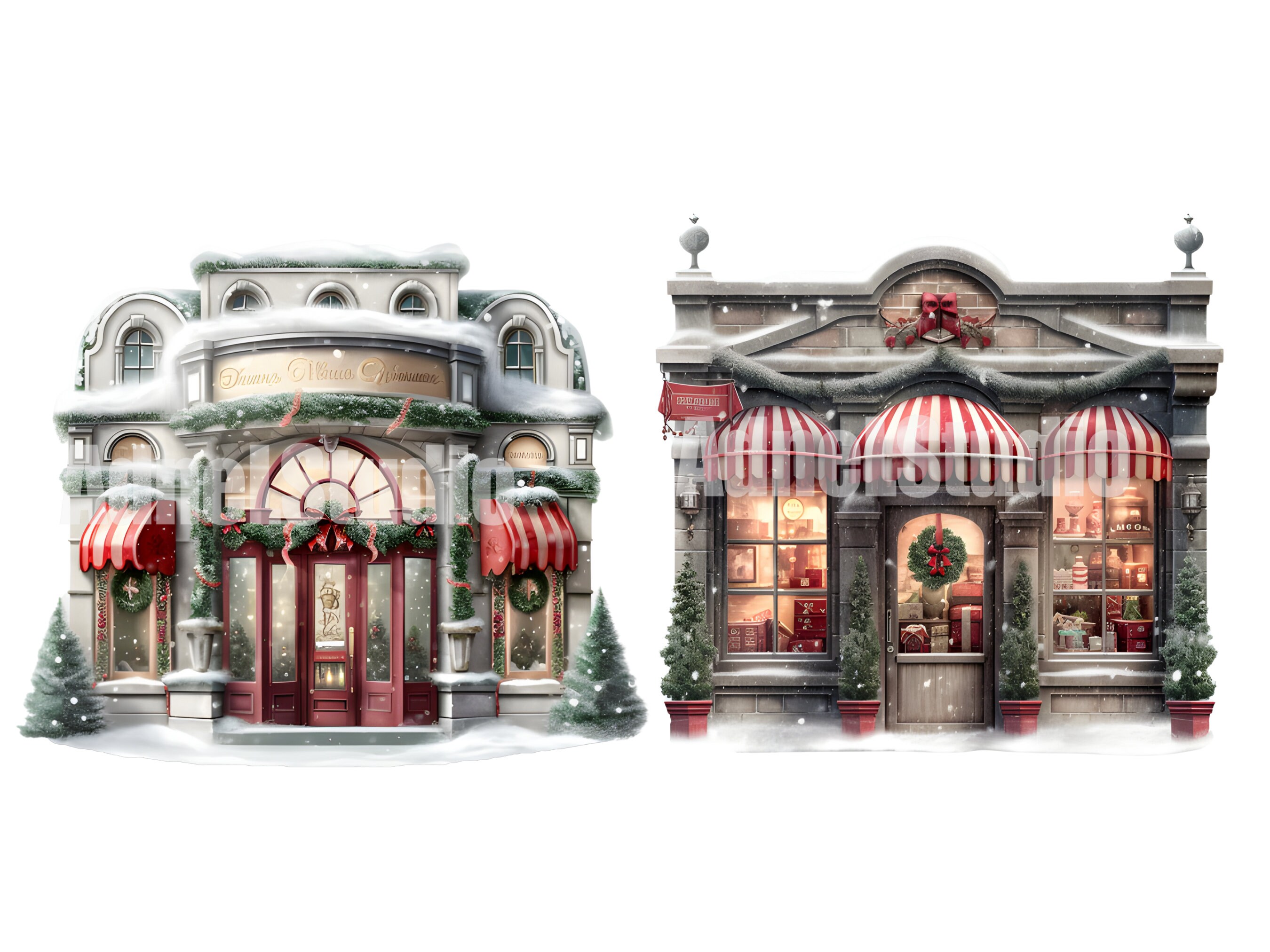 Christmas Storefront Clipart - Cozy Christmas Store Clipart, Watercolor ...