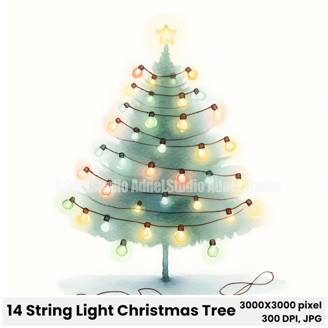 String Light Christmas Tree Clipart, Holiday Tree With Colorful Lights ...
