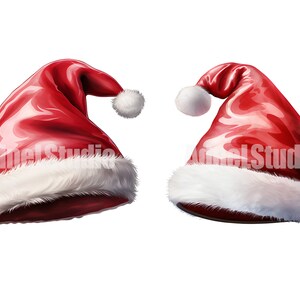 Christmas Santa Hat Clipart - Watercolor Christmas Clipart, Santa Claus ...