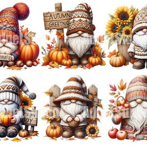 Autumn Harvest Gnome Clipart, Fall Gnome Clipart, Cozy Fall Gnome ...
