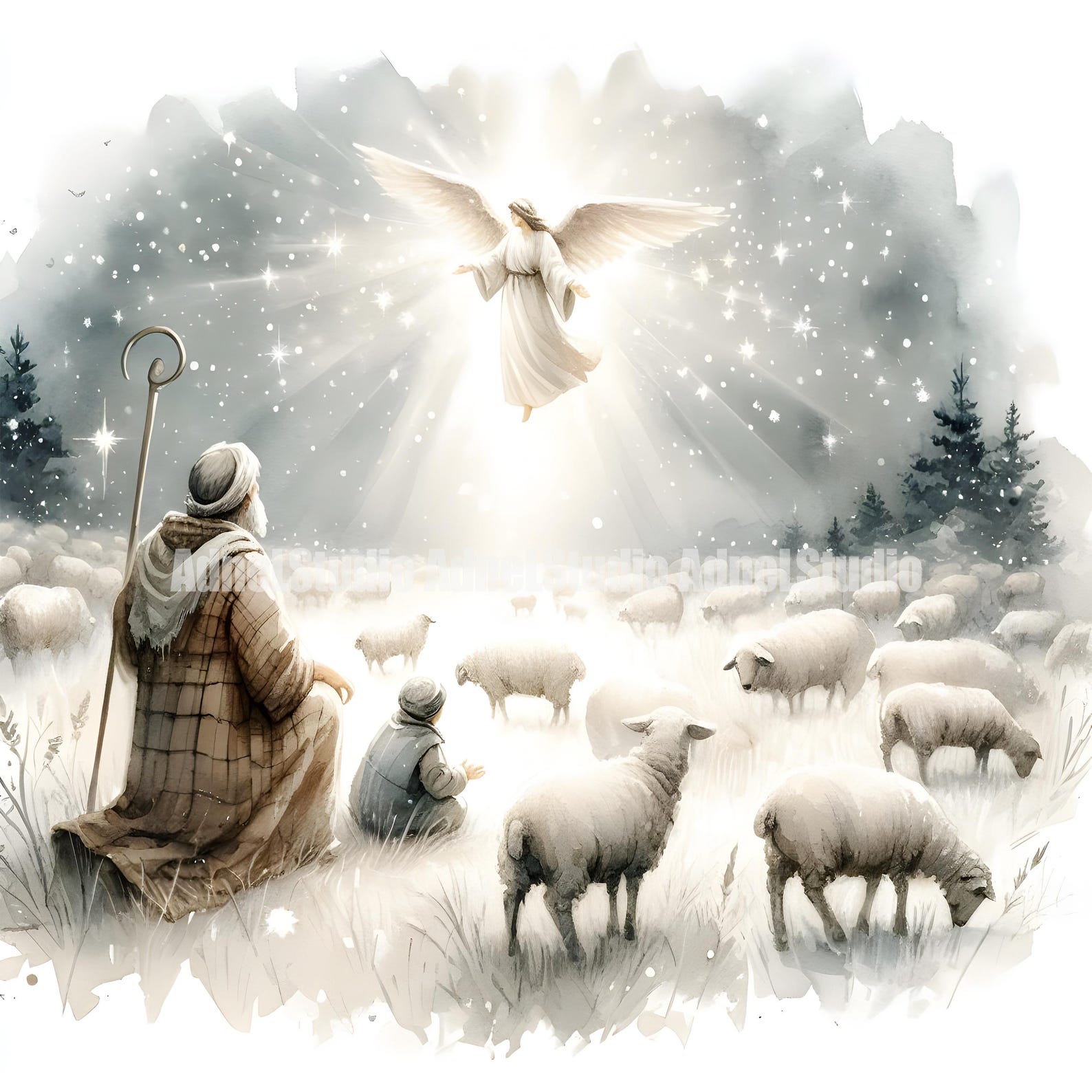 Christmas Nativity Scene Clipart Set, Religious Christmas Designs, Holy ...