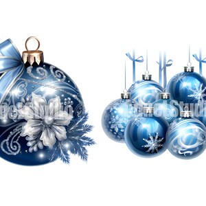 Blue Christmas Ornaments Clipart, Watercolor Christmas Ornament PNG ...