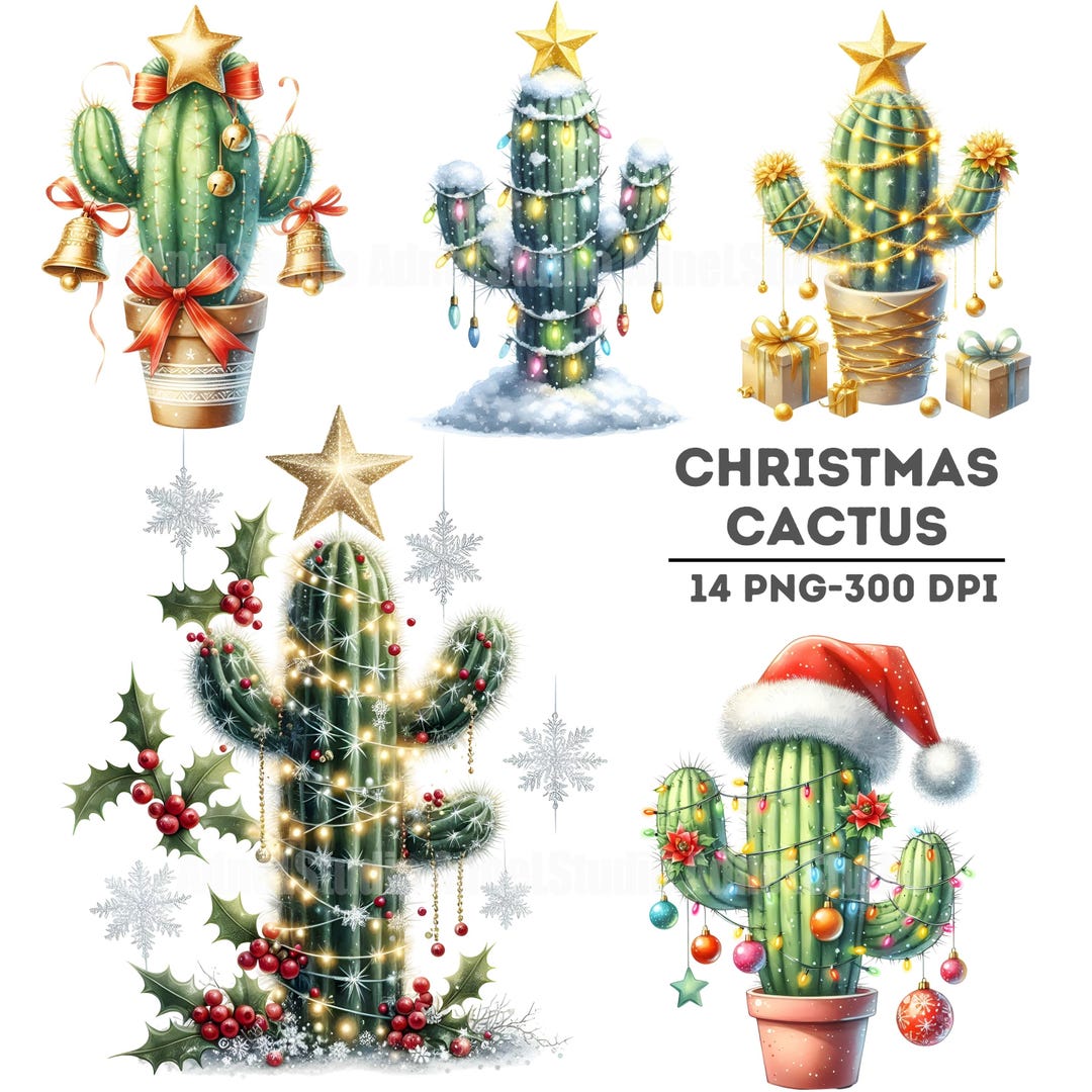 Christmas Cactus Clipart, Festive Cactus PNG, Festive Cactus Ornament ...