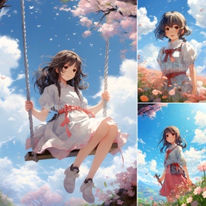 Spring Anime Girl Art Collection, Anime Aesthetic, Sakura Blossom ...