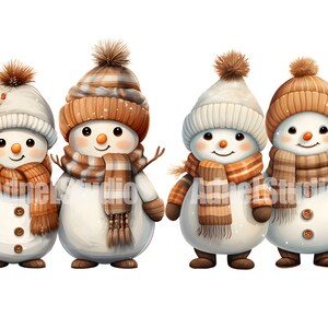 Christmas Cozy Snowman Clipart - Watercolor Cozy Christmas Clipart ...