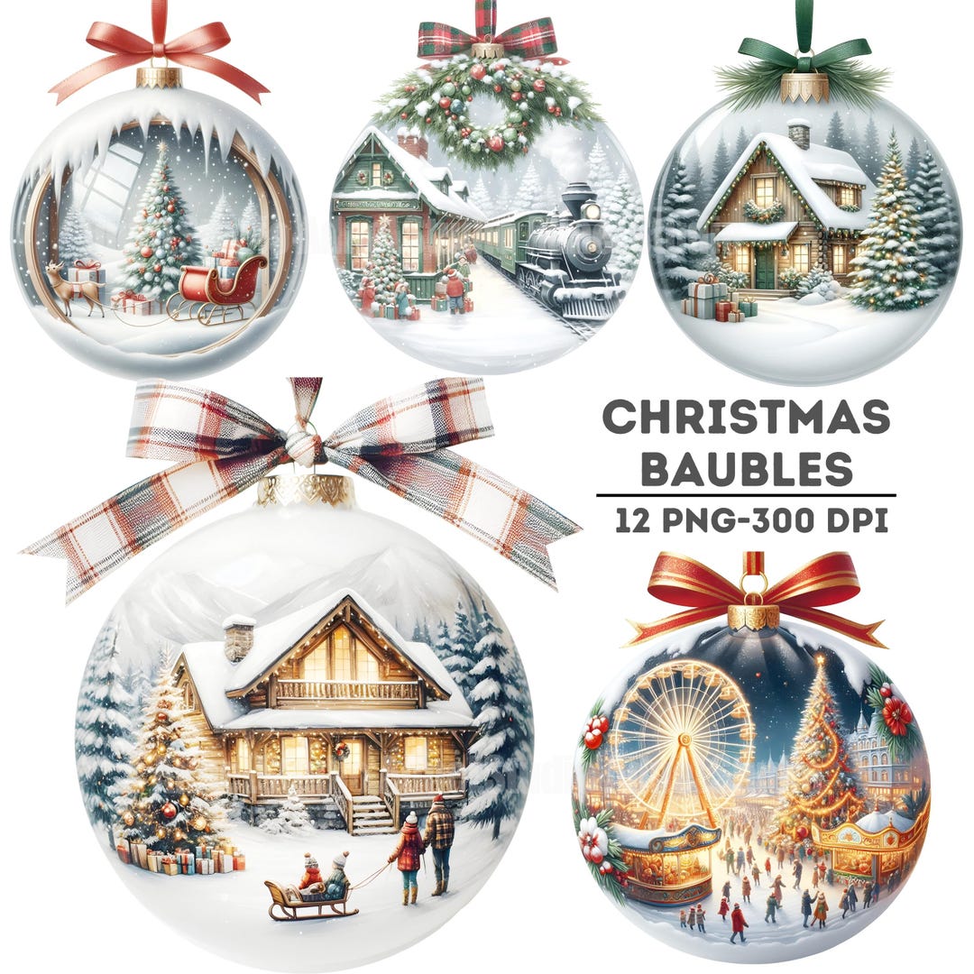 Christmas Baubles PNG Clipart, Winter Wonderland Ornaments, Vintage ...