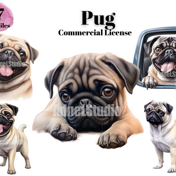 Pug Watercolor - Etsy