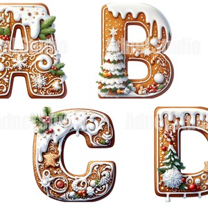 Gingerbread Alphabet Clipart - Christmas Alphabet Clipart, Christmas ...