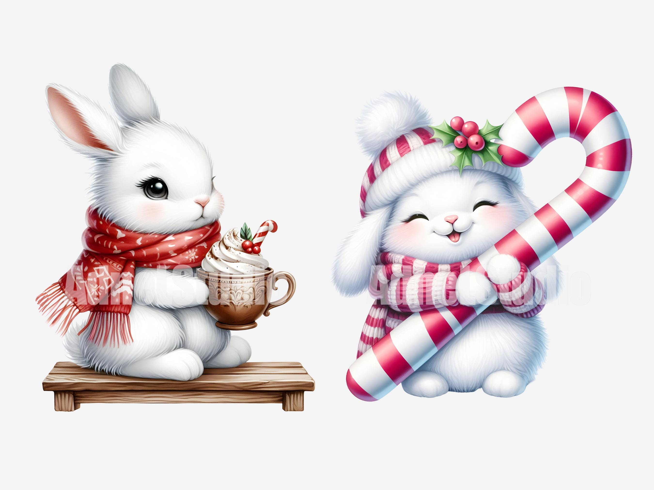 Christmas Rabbit Clipart, Festive Bunny PNG, Festive Rabbit Clipart ...