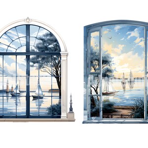 Watercolor Nautical Window Clipart - Cozy Window Clipart, Nautical ...
