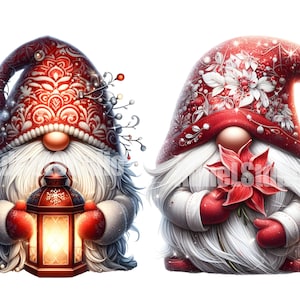 Red Christmas Gnomes Clipart, Winter Holidays, Red Gnome Christmas ...