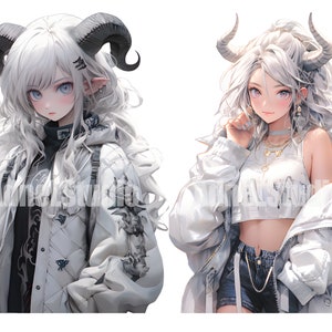 White Devil Pop Art Girl Clipart - White Devil Clipart, Anime Girl ...