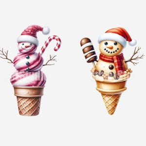 Christmas Ice Cream Snowman Clipart, Winter Cone Snowmen, Christmas Ice ...