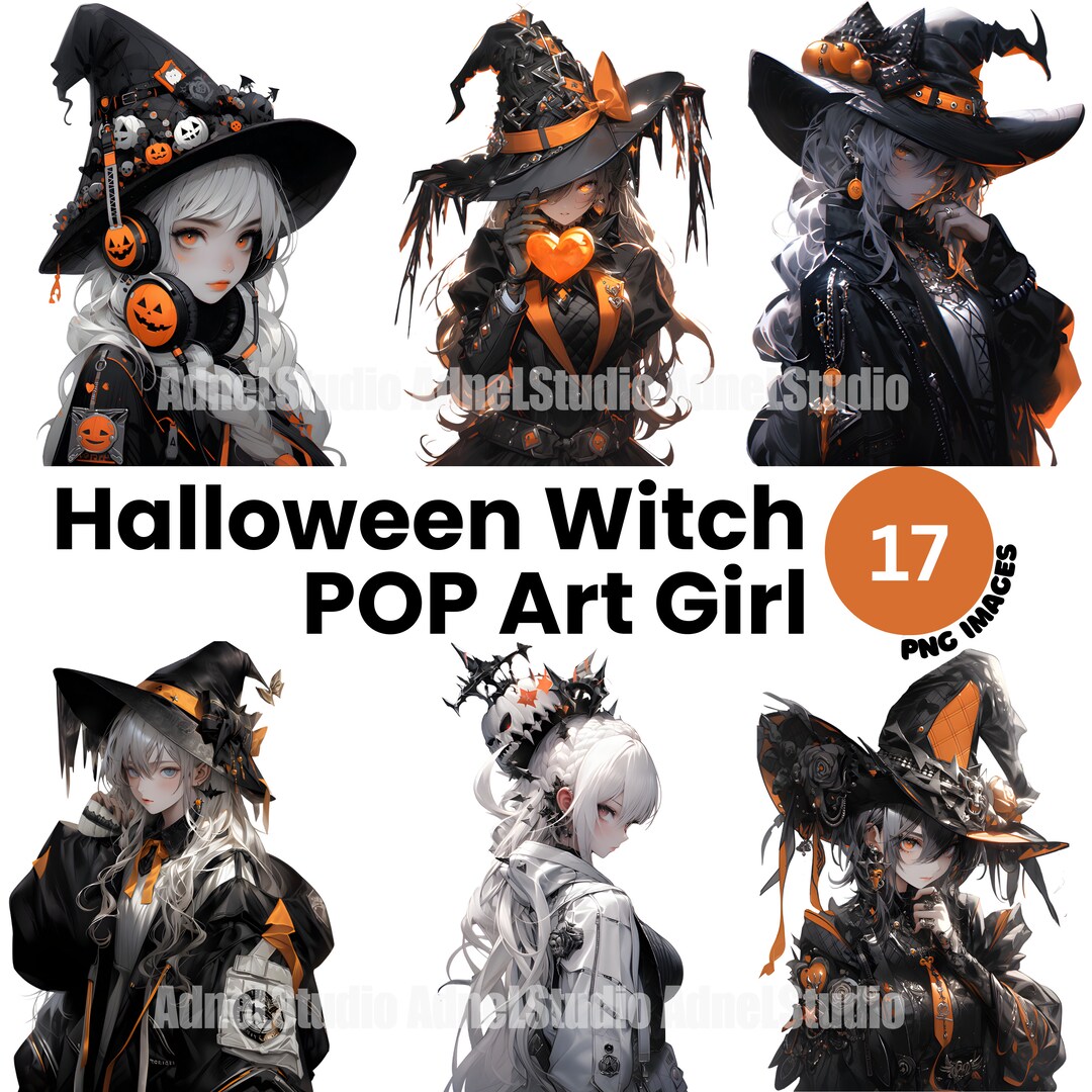 Halloween Witch Pop Art Girl Clipart - Halloween Witch Clipart ...