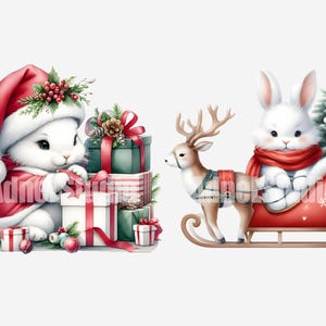 Christmas Rabbit Clipart, Festive Bunny PNG, Festive Rabbit Clipart ...