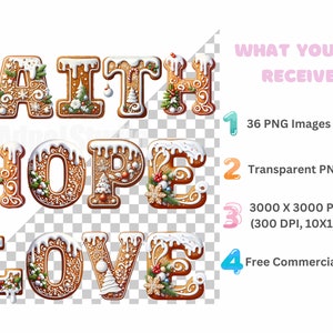 Gingerbread Alphabet Clipart - Christmas Alphabet Clipart, Christmas ...