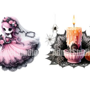 Pink Goth Halloween PNG, Pink Gothic Halloween Clipart, Cute Spooky ...