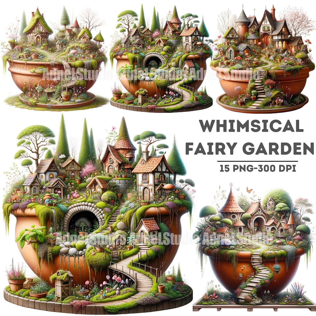 Imágenes prediseñadas de jardín de hadas de acuarela - Imágenes ...
