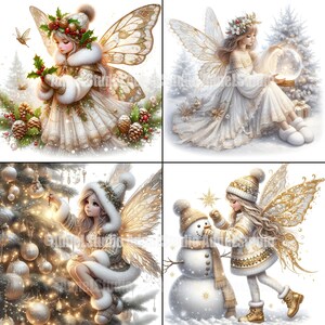 Festive Christmas Fairy Illustrations, Cozy Winter Fairies With Snowy ...