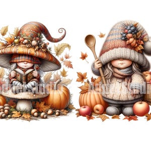 Fall Gnome Girl Clipart, Autumn Gnome Designs, Fall Gnome Sublimation ...