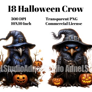 Halloween Crow Clipart - Halloween Clipart, Watercolor Fairytale Crow ...