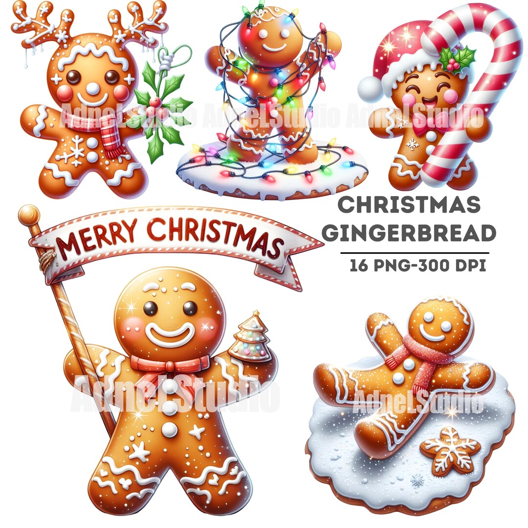 Festive Christmas Gingerbread Clipart, Christmas Gingerbread Character ...