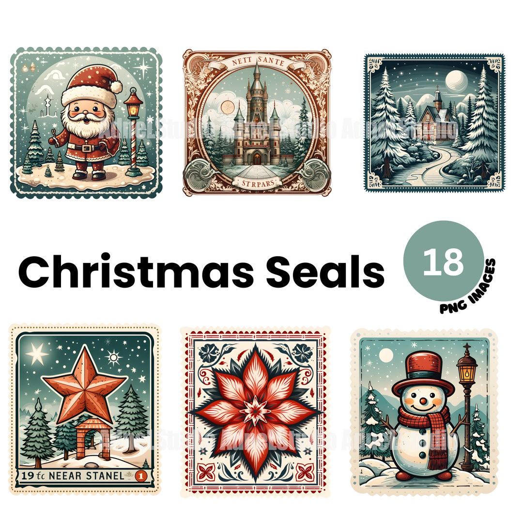 Christmas Postage Stamp Clipart - Christmas Clipart, Christmas Seal ...