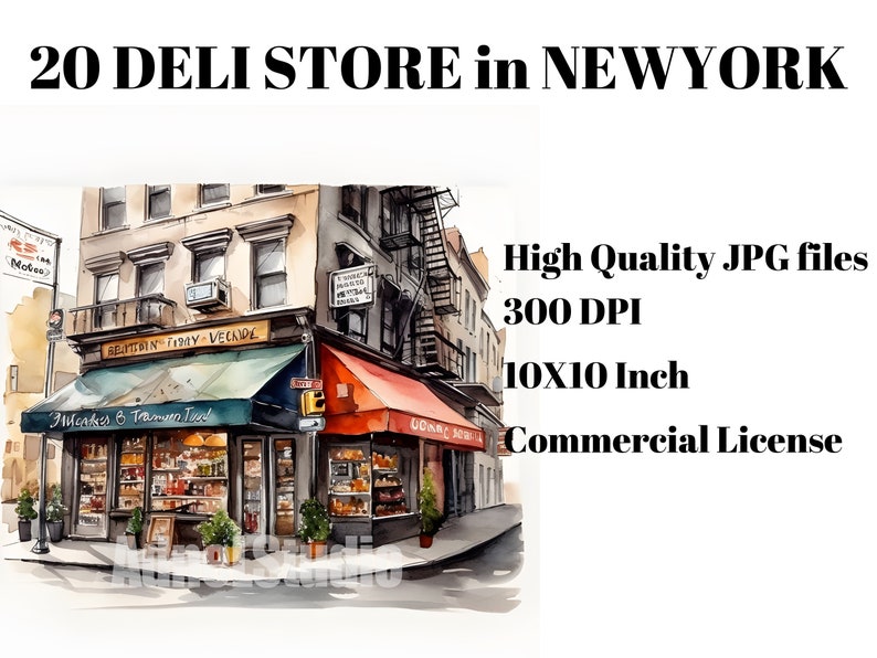 Deli Store in Newyork Clipart - 20 High Quality JPG Files - New York ...
