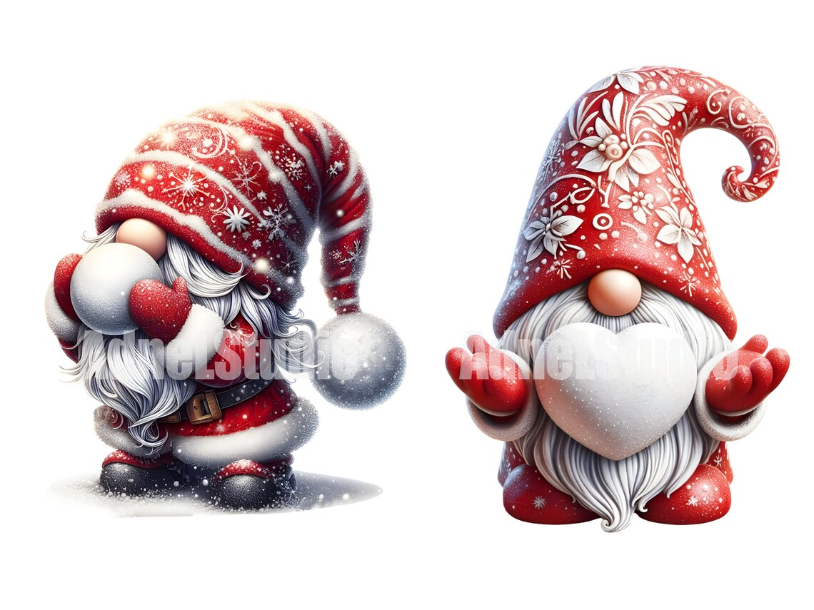 Red Christmas Gnomes Clipart, Winter Holidays, Red Gnome Christmas ...
