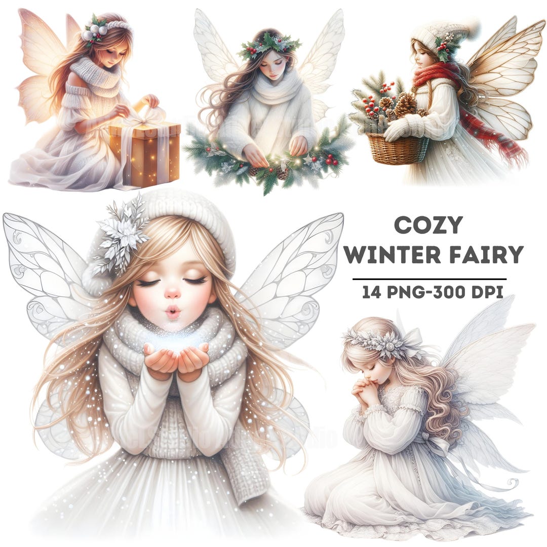 14 Cozy Winter Fairy PNG Clipart, Christmas Fairy Images, Winter ...