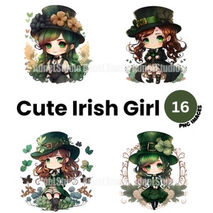 Watercolor Cute Irish Girls Png Clipart - 16 High Quality Png ...