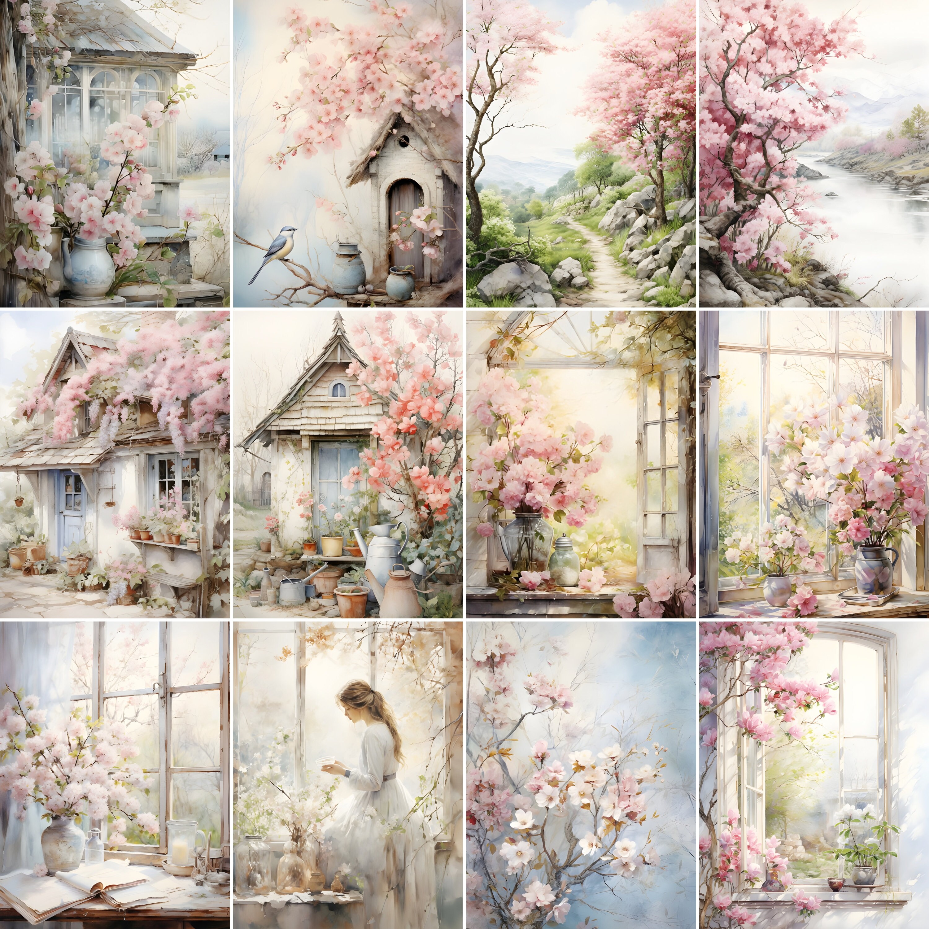 Cozy Spring Scenery Junk Journal, Vintage Spring Forest Landscape ...