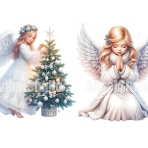 Christmas Angel Clipart Bundle, Holiday Angels Digital Art, Angel ...