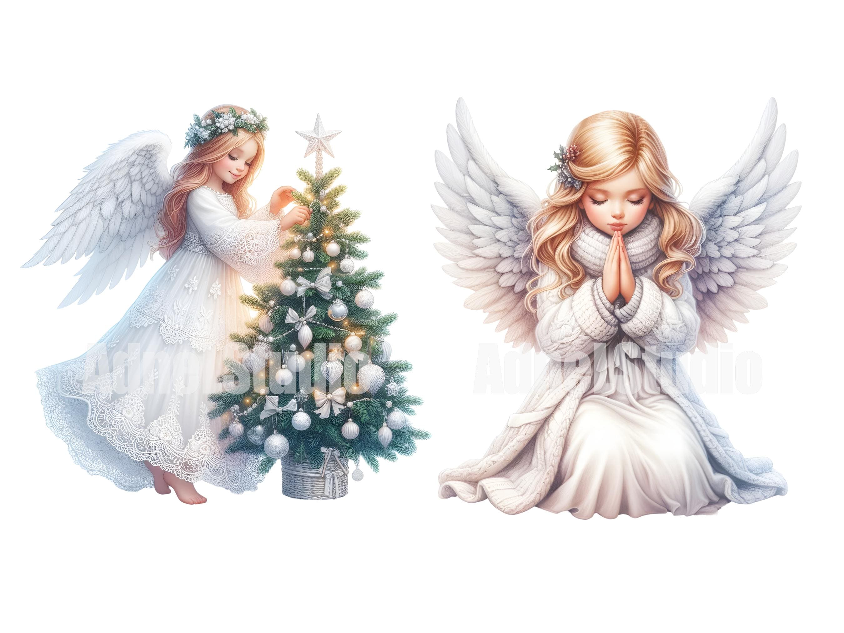 Christmas Angel Clipart Bundle, Holiday Angels Digital Art, Angel ...