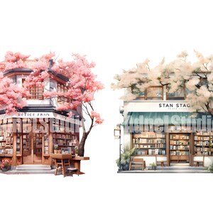 Watercolor Spring Bookstore Clipart, Book Store Clipart, Digital ...