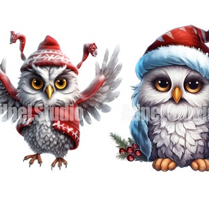Christmas Owl Clipart - Christmas Clipart, Watercolor Christmas Owl PNG ...