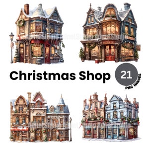 Christmas Shop Clipart - Cozy Christmas Store Clipart, Christmas ...