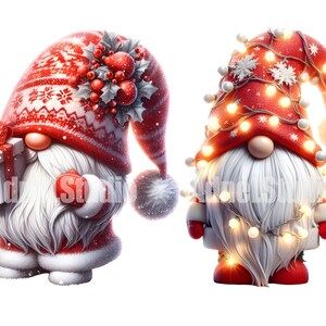 Red Christmas Gnomes Clipart, Winter Holidays, Red Gnome Christmas ...