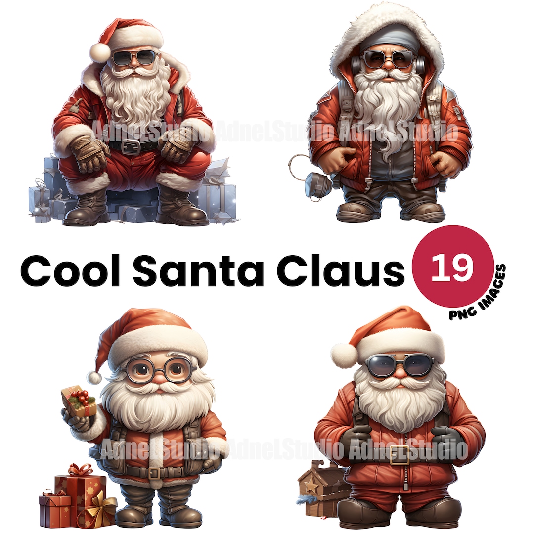Cool Santa Claus Clipart Christmas Clipart, Watercolor Christmas Santa ...
