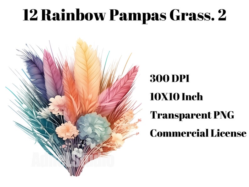 Rainbow Pastel Flower Clipart Watercolor Boho Floral Bouquet - Etsy