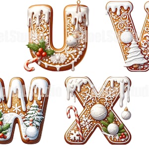 Gingerbread Alphabet Clipart - Christmas Alphabet Clipart, Christmas ...