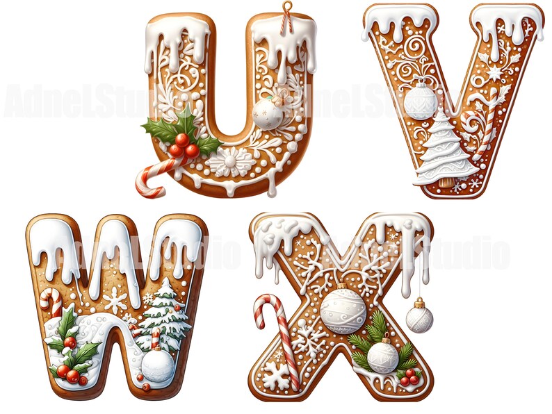 Gingerbread Alphabet Clipart - Christmas Alphabet Clipart, Christmas ...