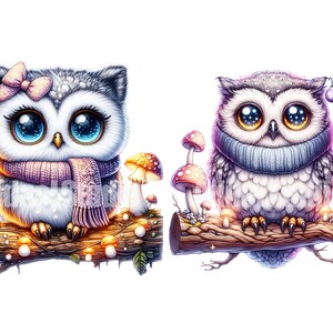 Cozy Fall Owl Clipart Bundle, Cute Autumn Owl Illustrations, Digital ...