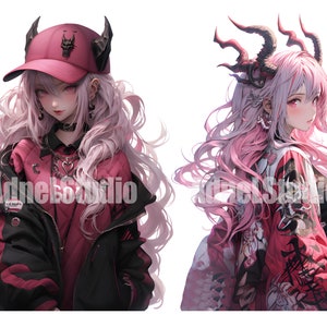 Pink Devil Pop Art Girl Clipart - Pink Devil Clipart, Anime Girl ...