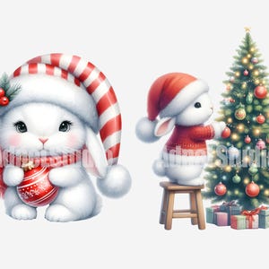 Christmas Rabbit Clipart, Festive Bunny PNG, Festive Rabbit Clipart ...