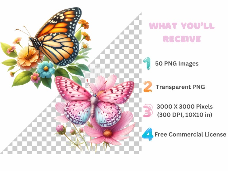 Watercolor Butterfly Clipart Bundle: Butterfly Nursery Decor (PNG) - Etsy